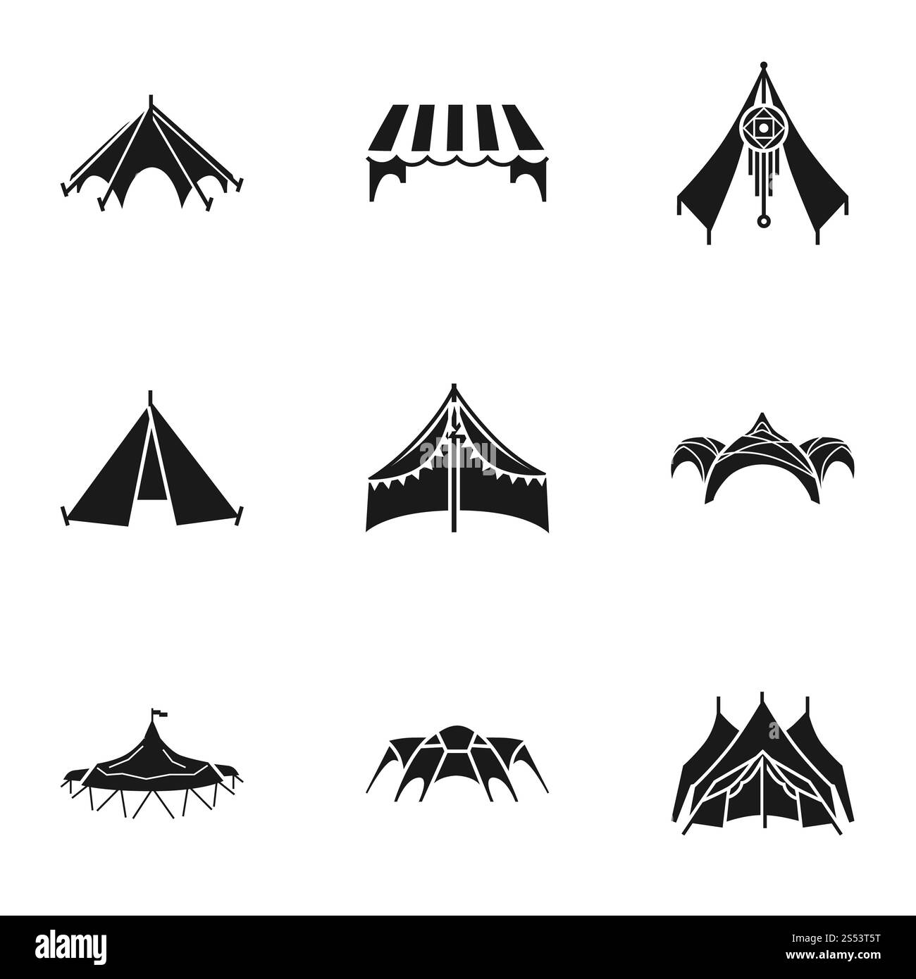 Shelter tent icon set. Simple set of 9 shelter tent vector icons for ...