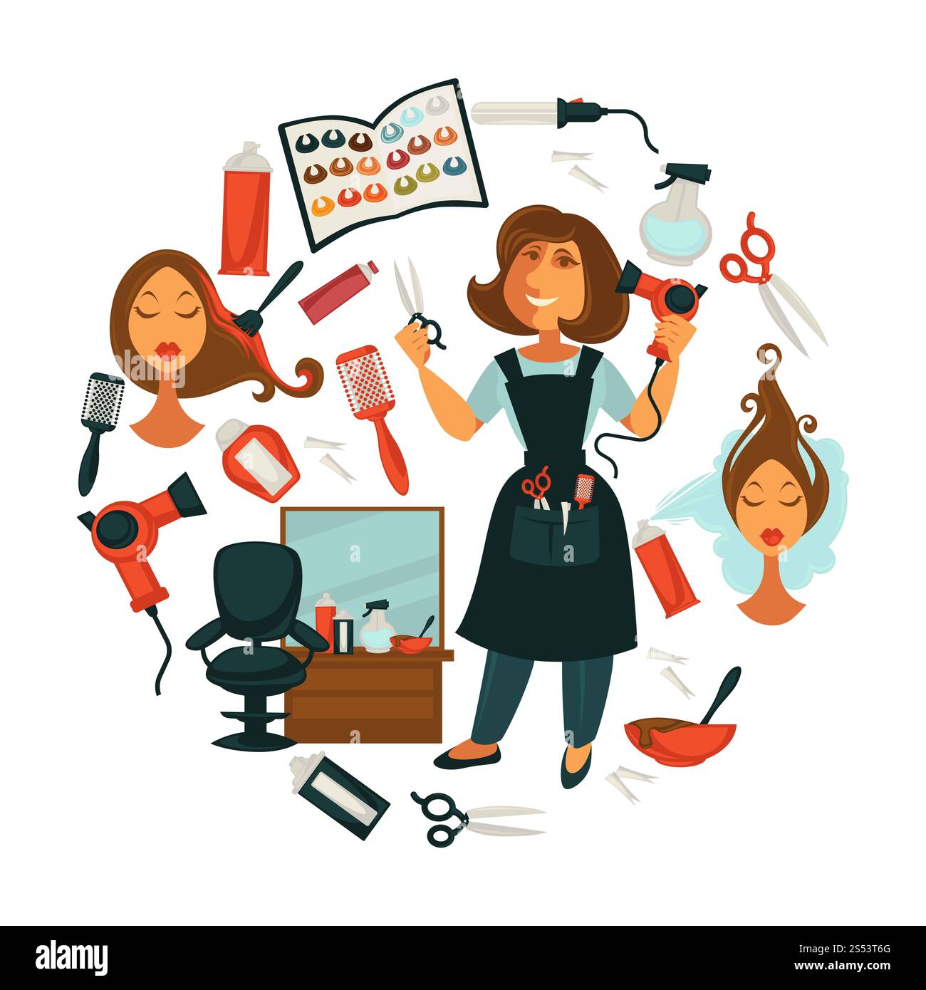 Woman hairdresser dryer comb Cut Out Stock Images & Pictures - Alamy