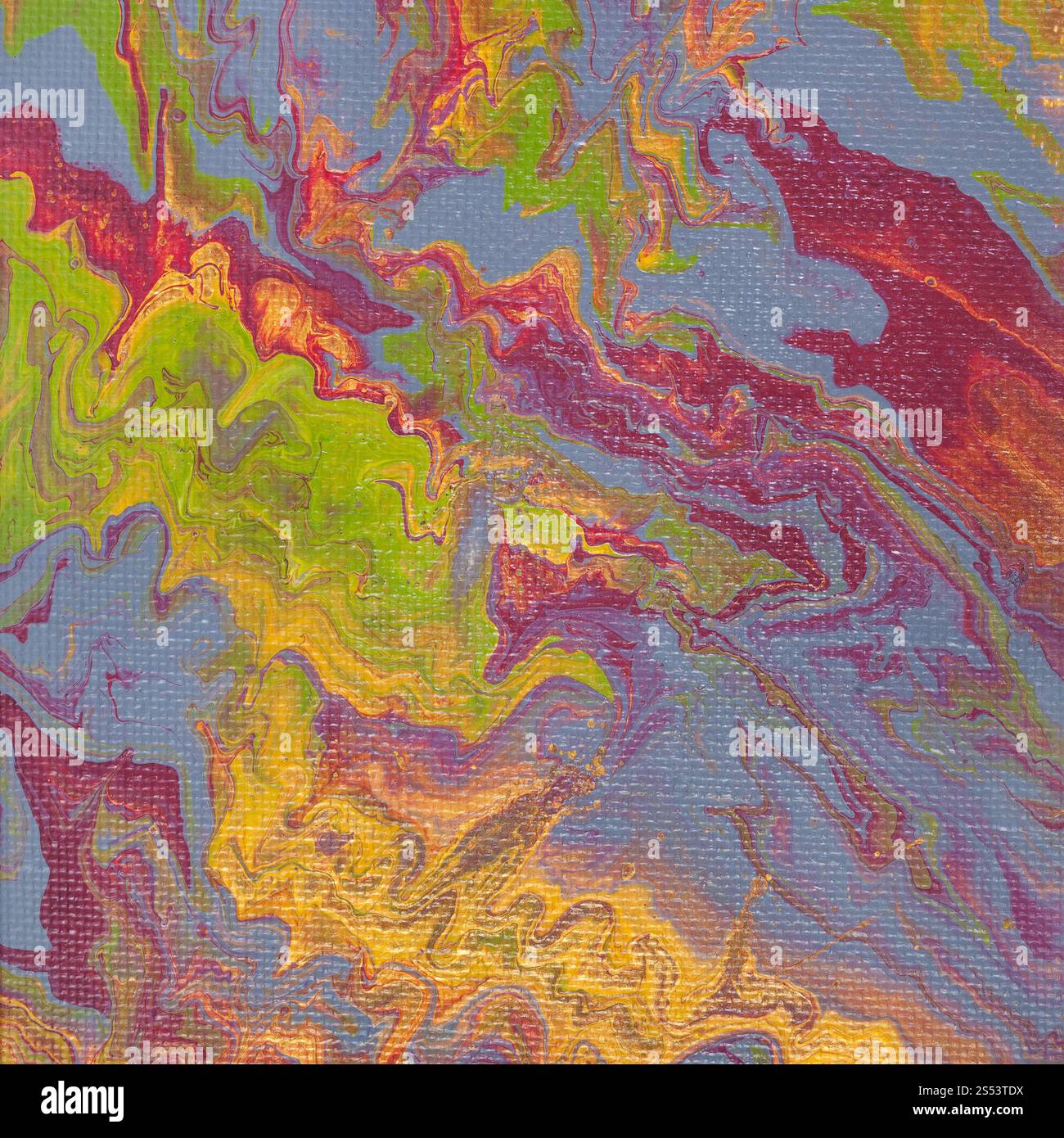 abstract picture hand-painted in fluid acrylic flow painting technique ...