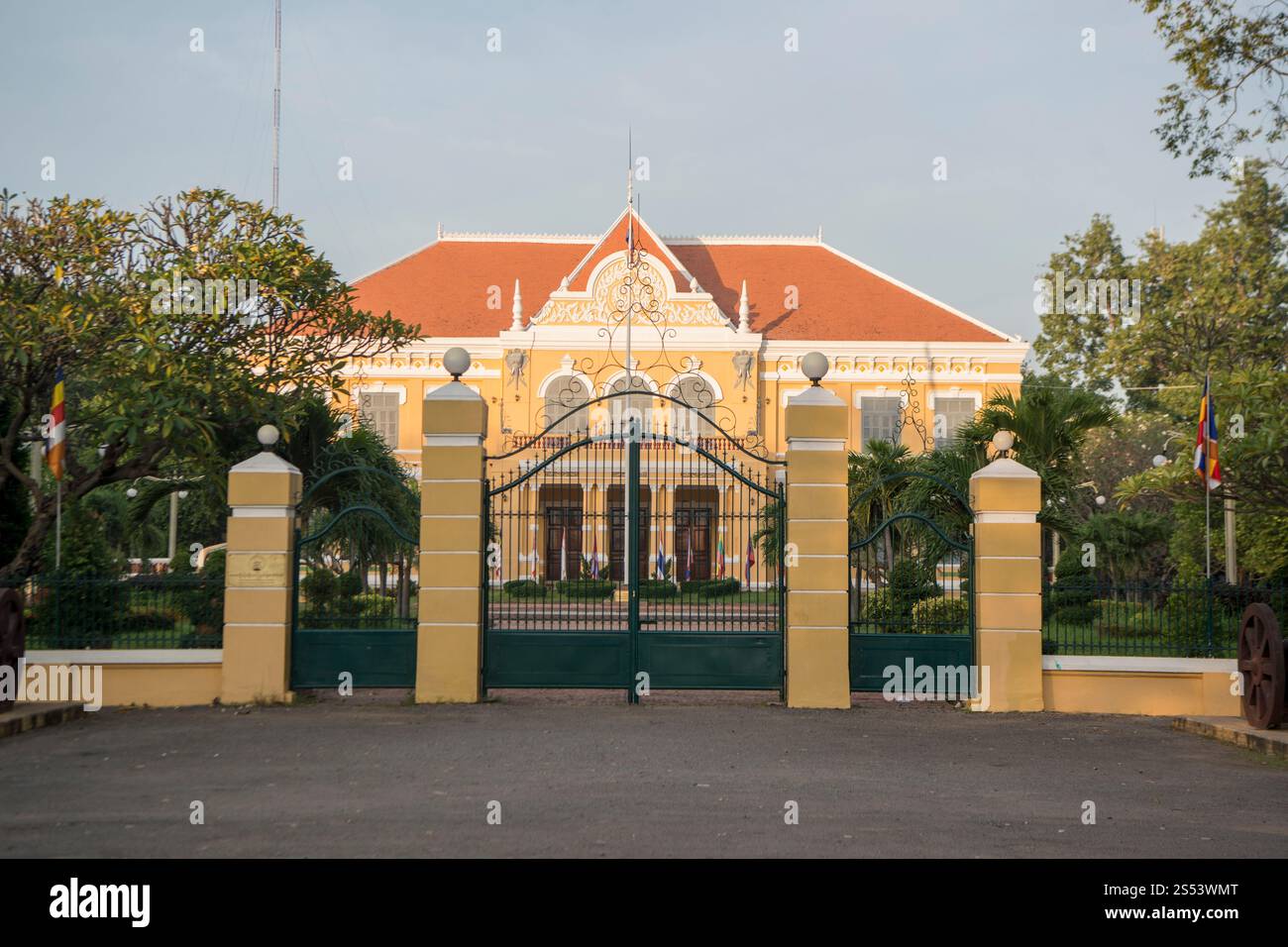 Battambang Provincial Hall at the river front in the old town in the ...