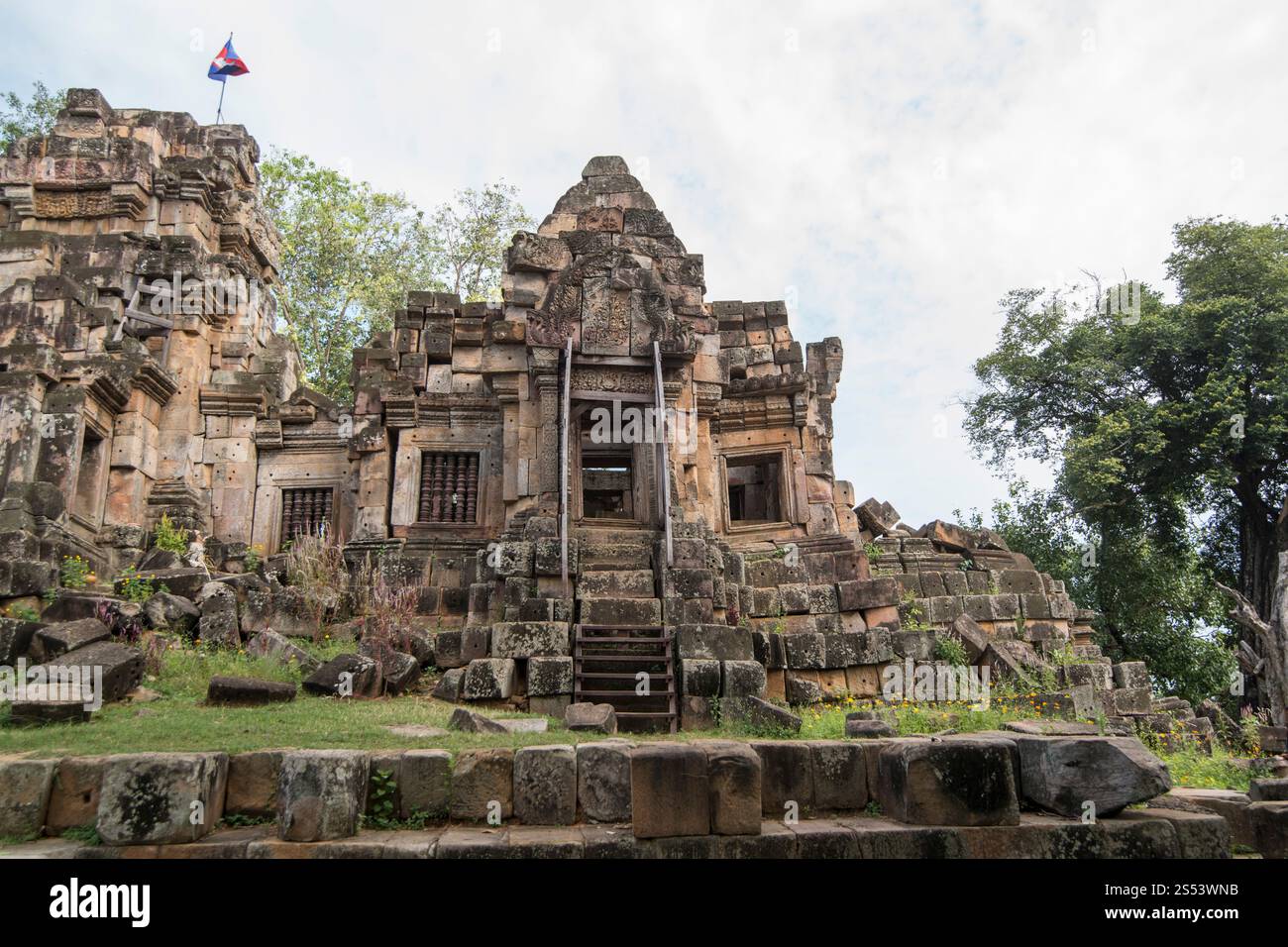 The wat ek phnom Temple ruins south of the city Battambang in Cambodia ...