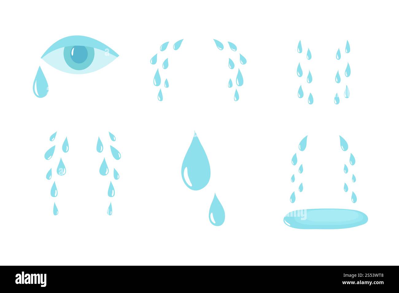 Cartoon tears. Cry and sweat drops. Crying tears, droplets from eyes ...