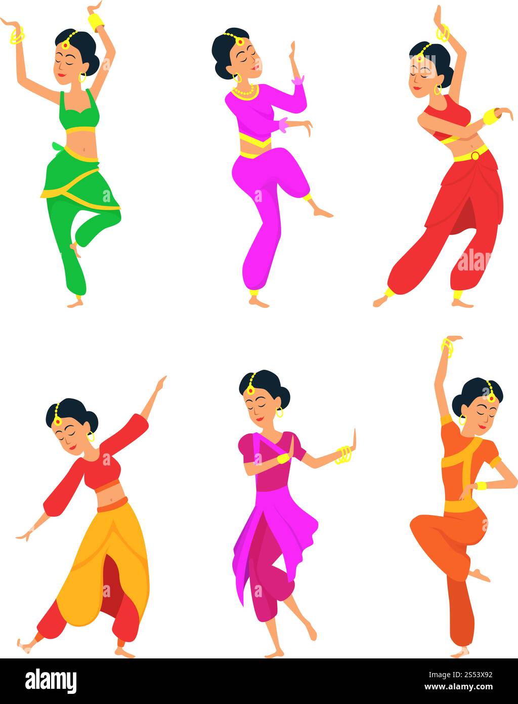 Female indian dancers. Cartoon characters female indian dancer, dance ...