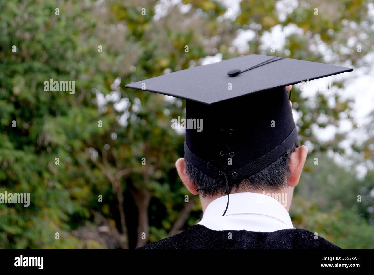 Student with congratulations, graduates wearing a graduation gown of ...