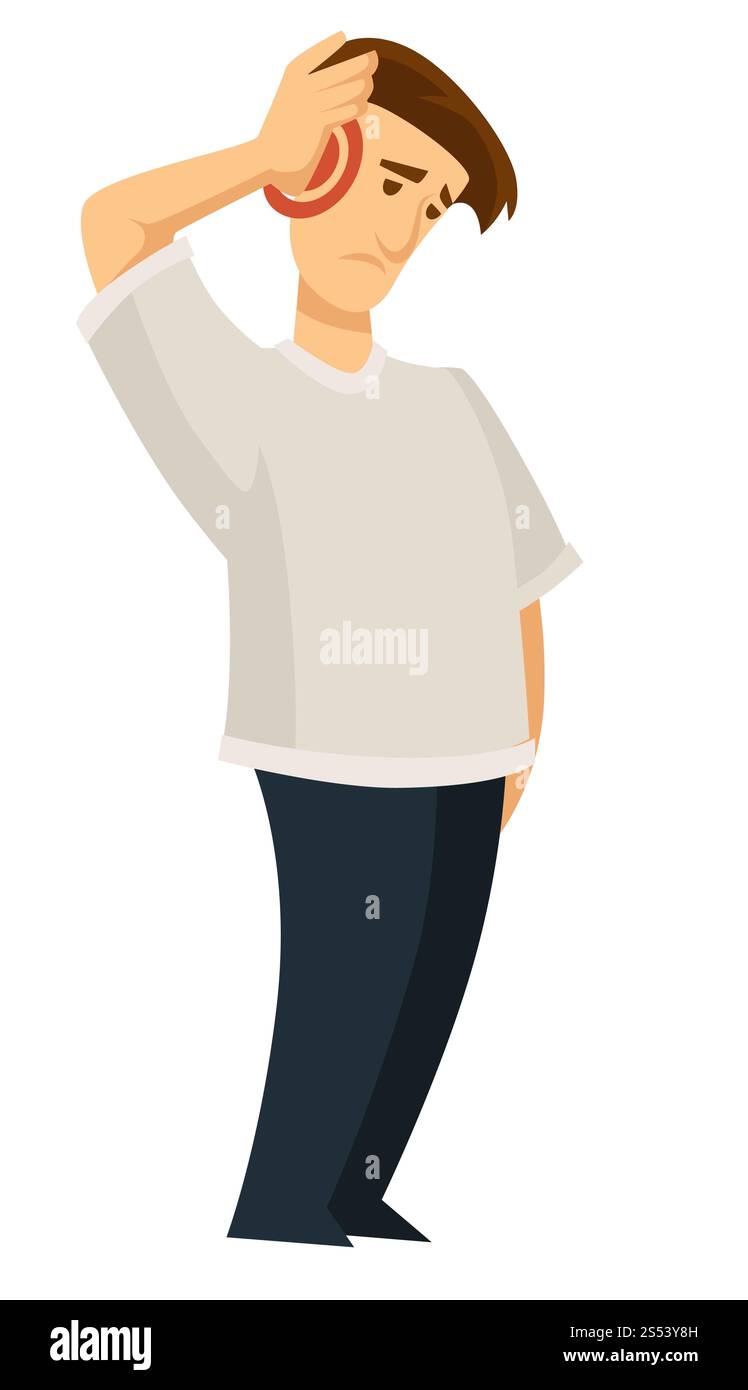 Migraine problems with pain in head headaches of person vector male ...