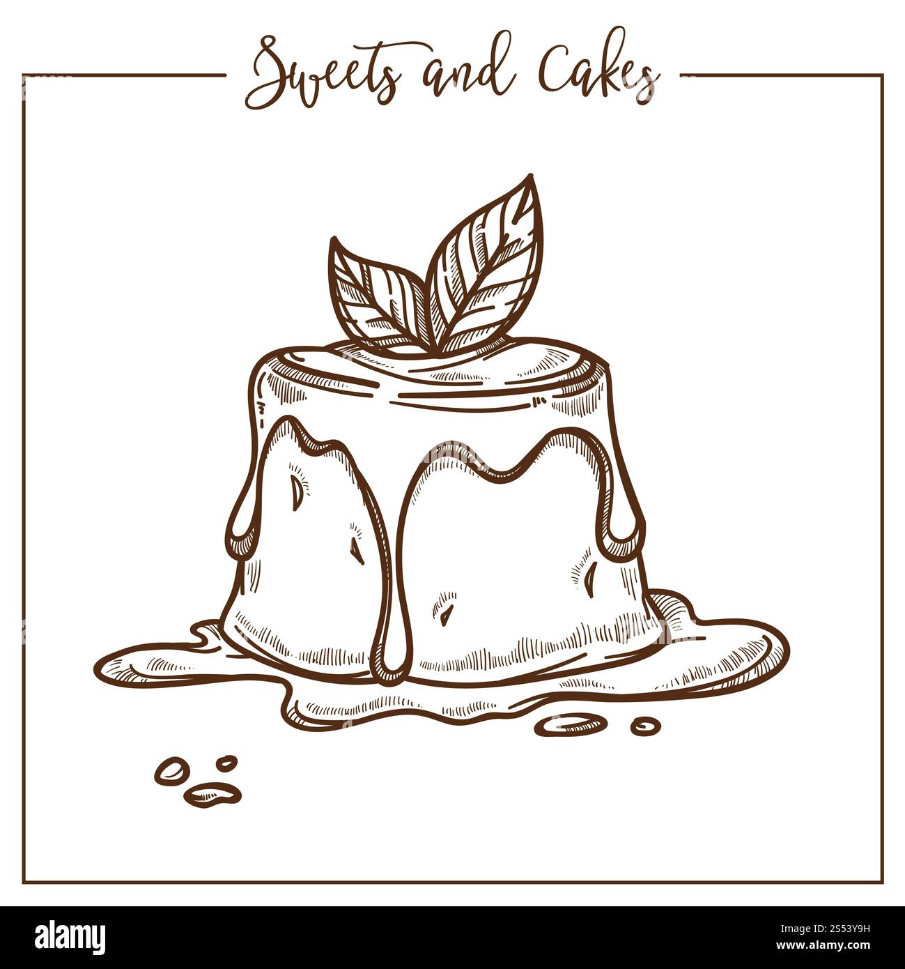 Sweets and cakes, dessert made of jelly and topping vector. Creamy base ...