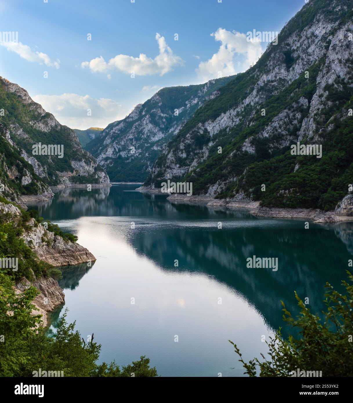The famous Piva river canyon with its fantastic reservoir Piva Lake ...