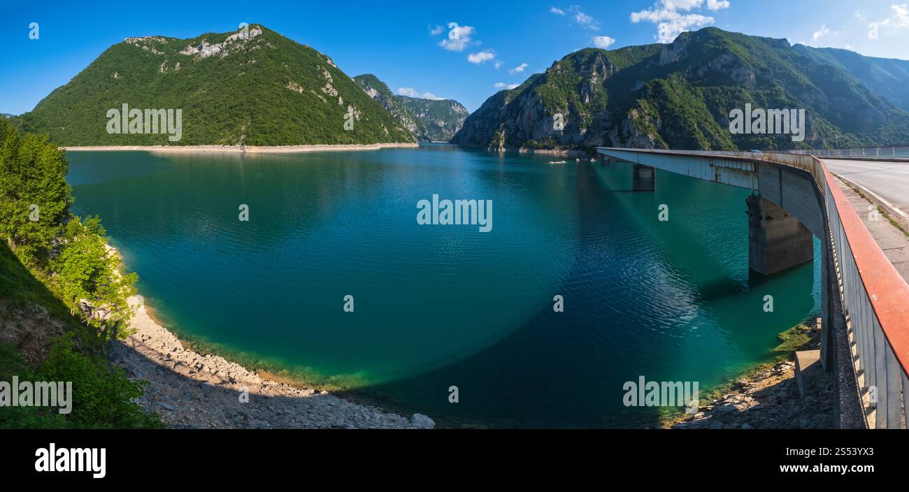 The famous Piva river canyon with its fantastic reservoir Piva Lake ...