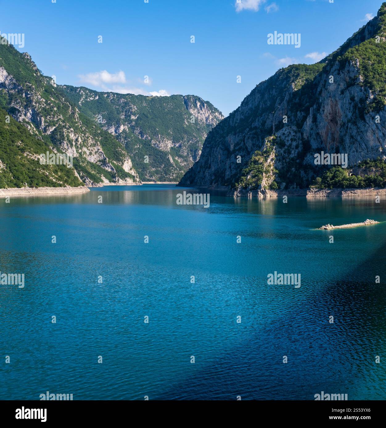The famous Piva river canyon with its fantastic reservoir Piva Lake ...