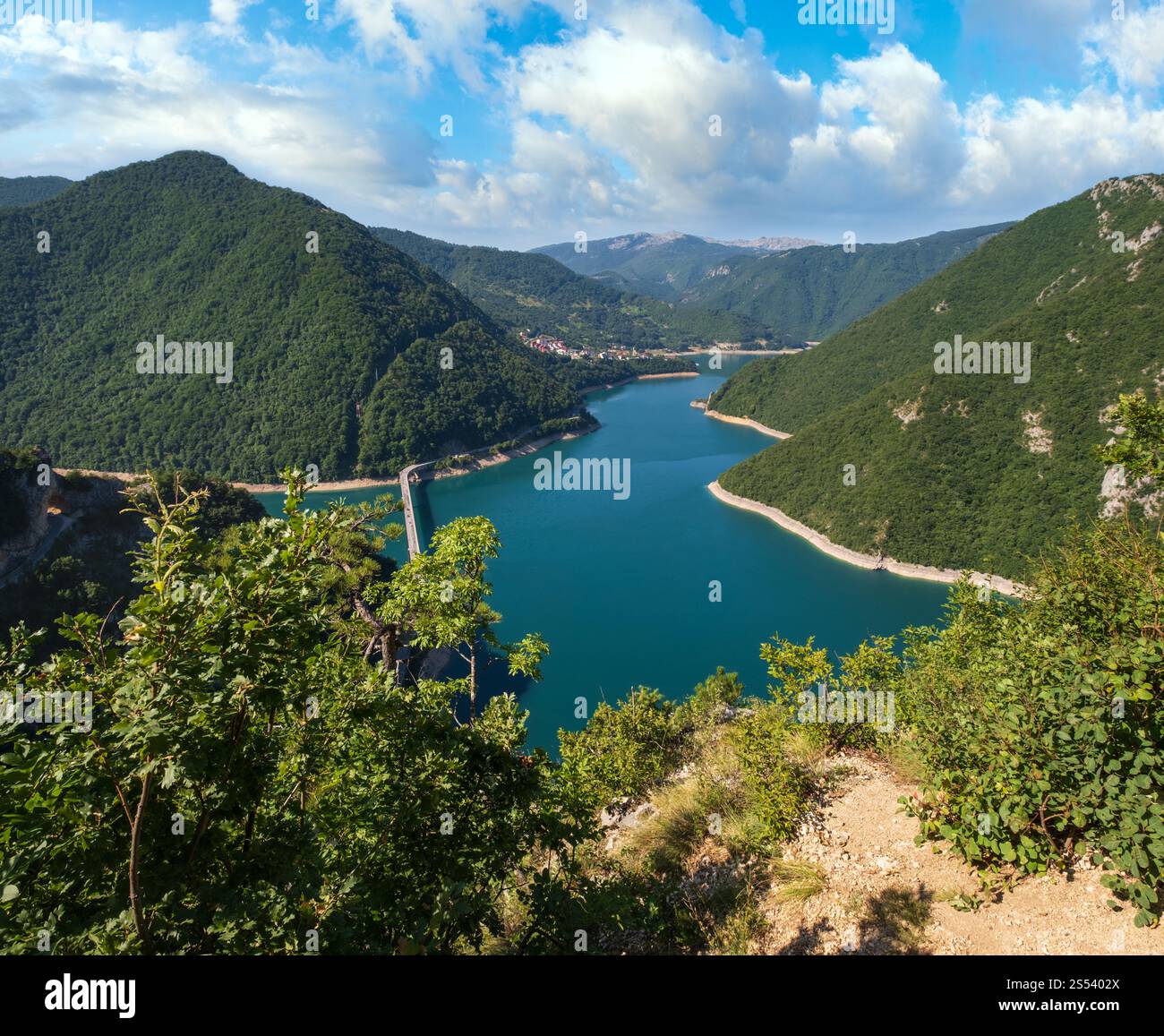 The famous Piva river canyon with its fantastic reservoir Piva Lake ...
