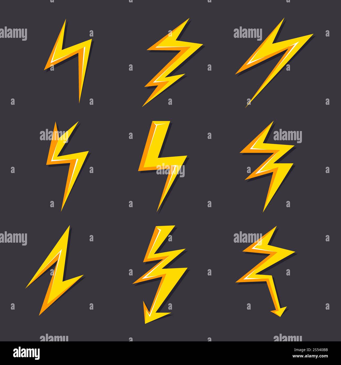 Vector cartoon illustrations of lightning set isolate. Stylized ...