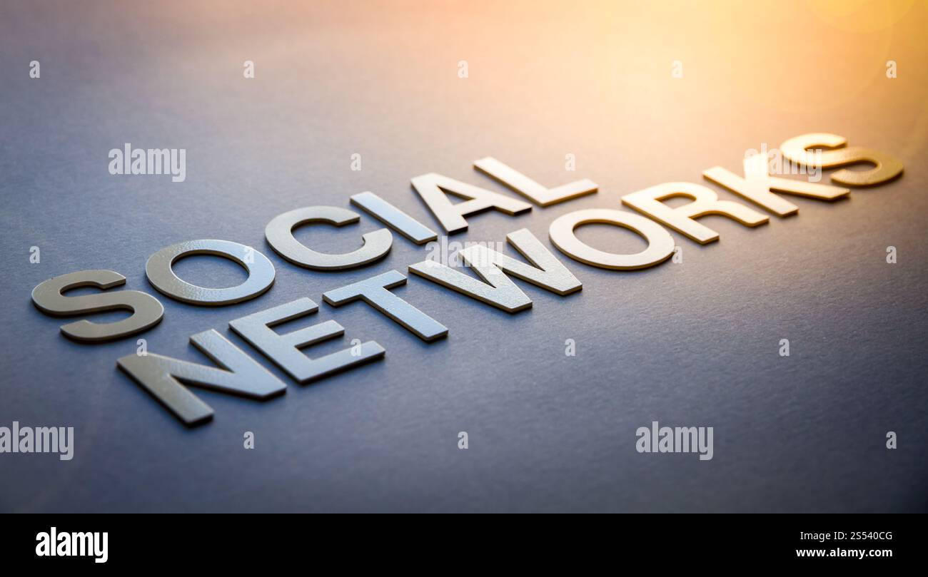 Word social networks written with white solid letters on a board. Word ...