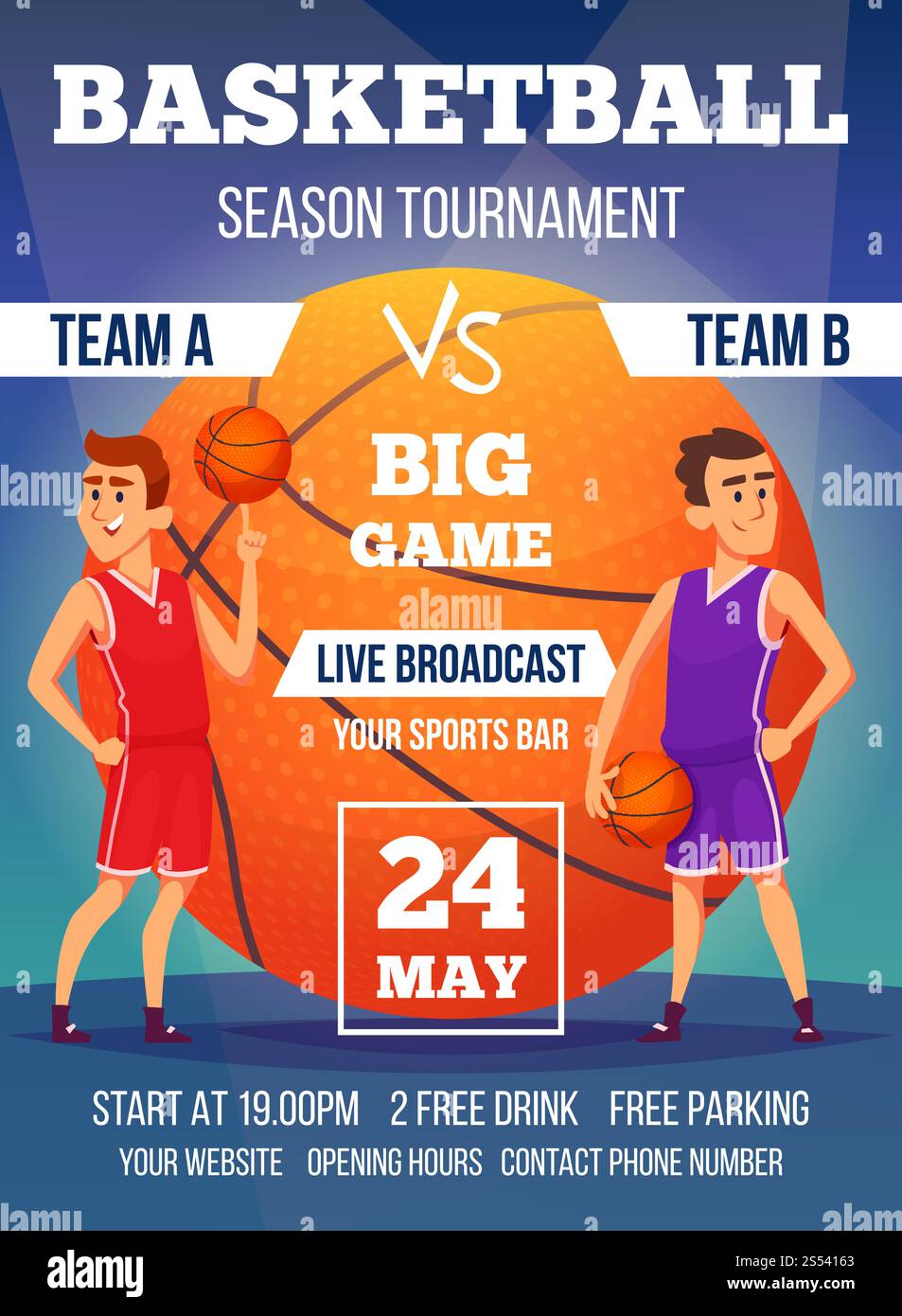 Poster invitation at basketball championship. Design template with ...
