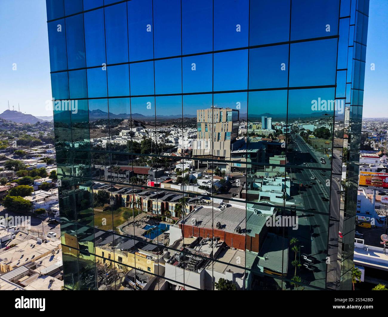 Torre Hermosillo, glass building, mirror-like reflection with offices ...
