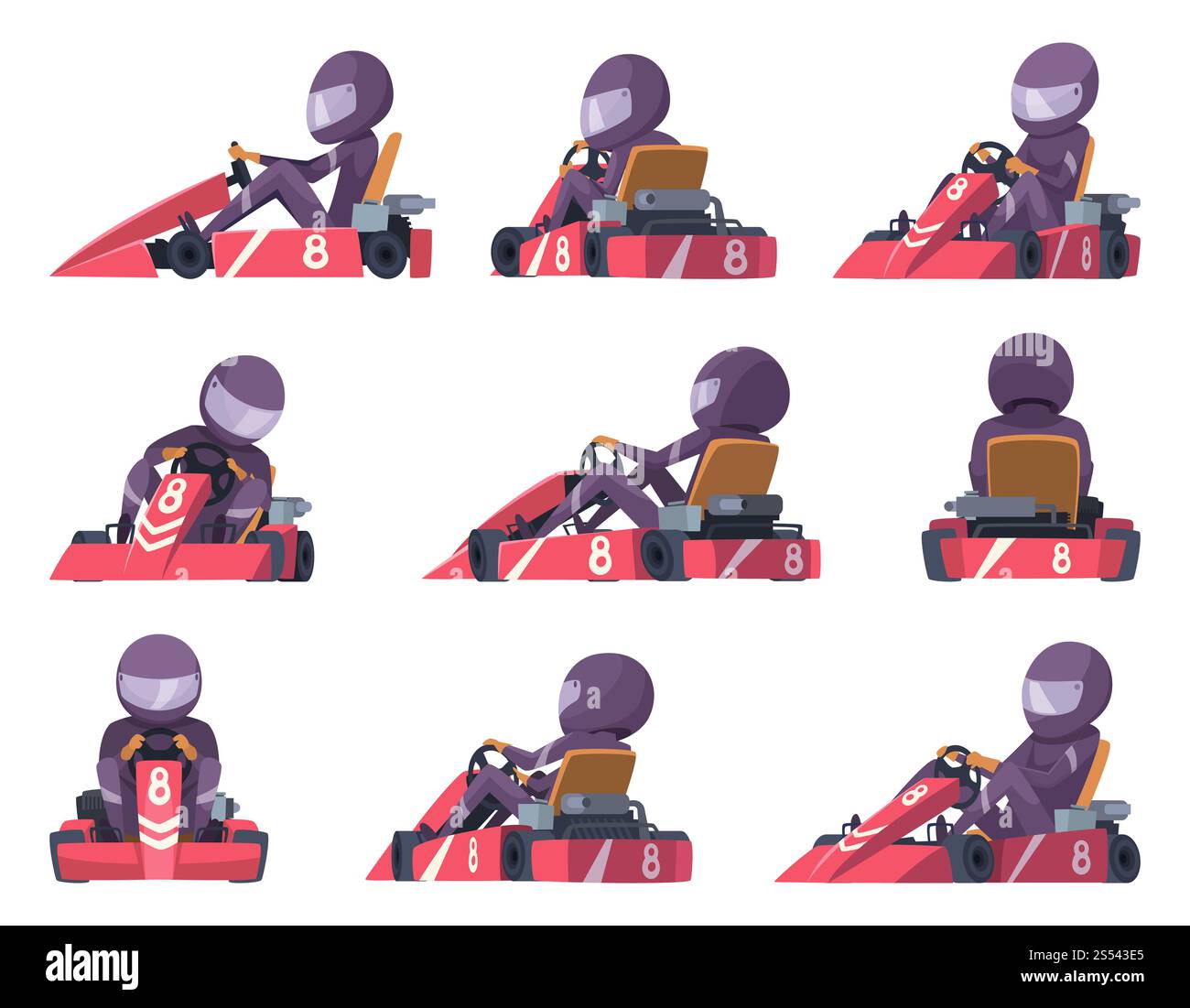 Karting racers. Sport speed cars competition vector karting automobile ...