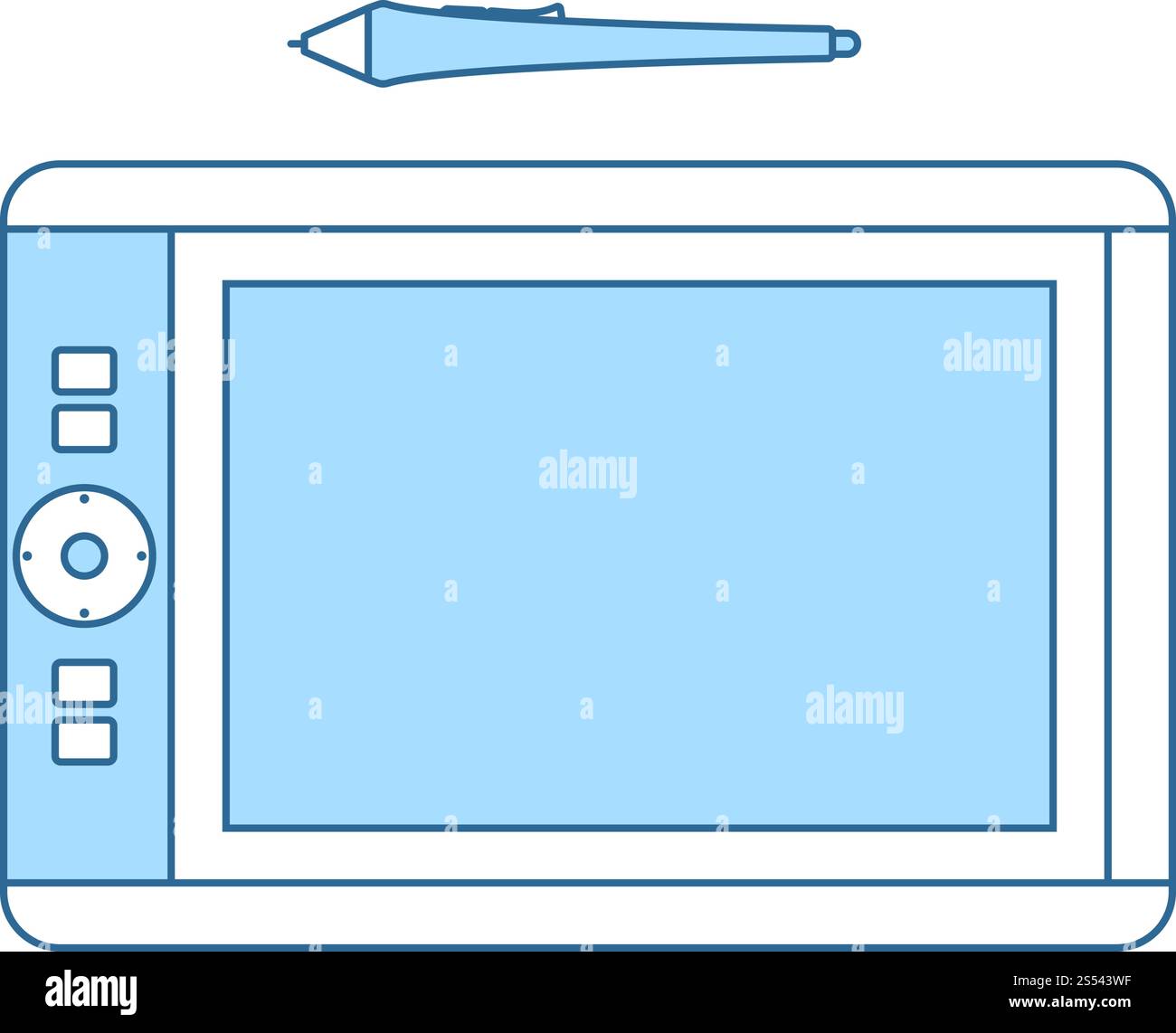 Graphic Tablet Icon. Thin Line With Blue Fill Design. Vector ...