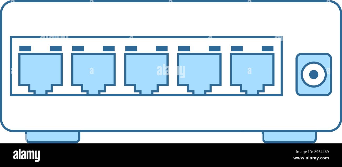 Ethernet Switch Icon. Thin Line With Blue Fill Design. Vector ...