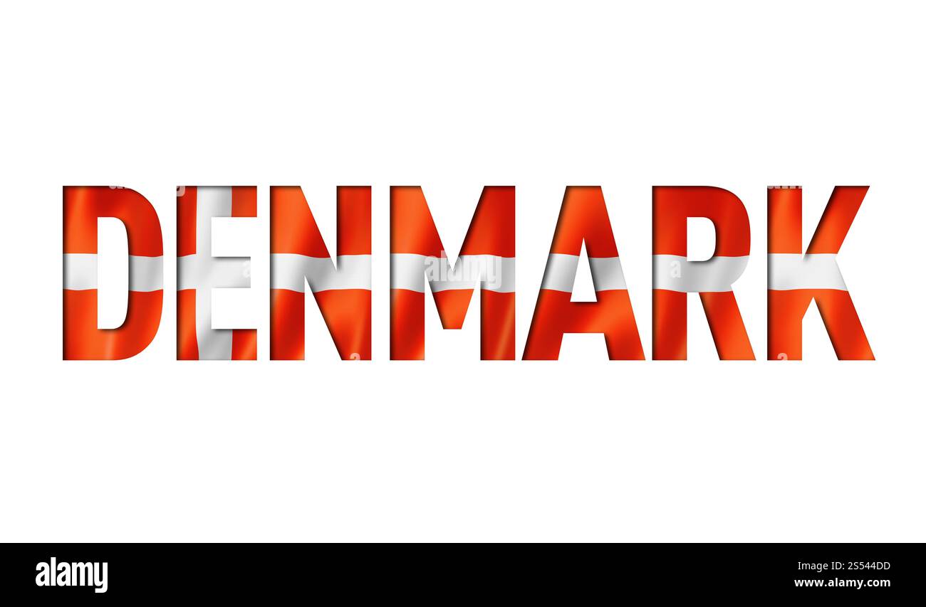 danish flag text font. denmark symbol background Stock Photo - Alamy