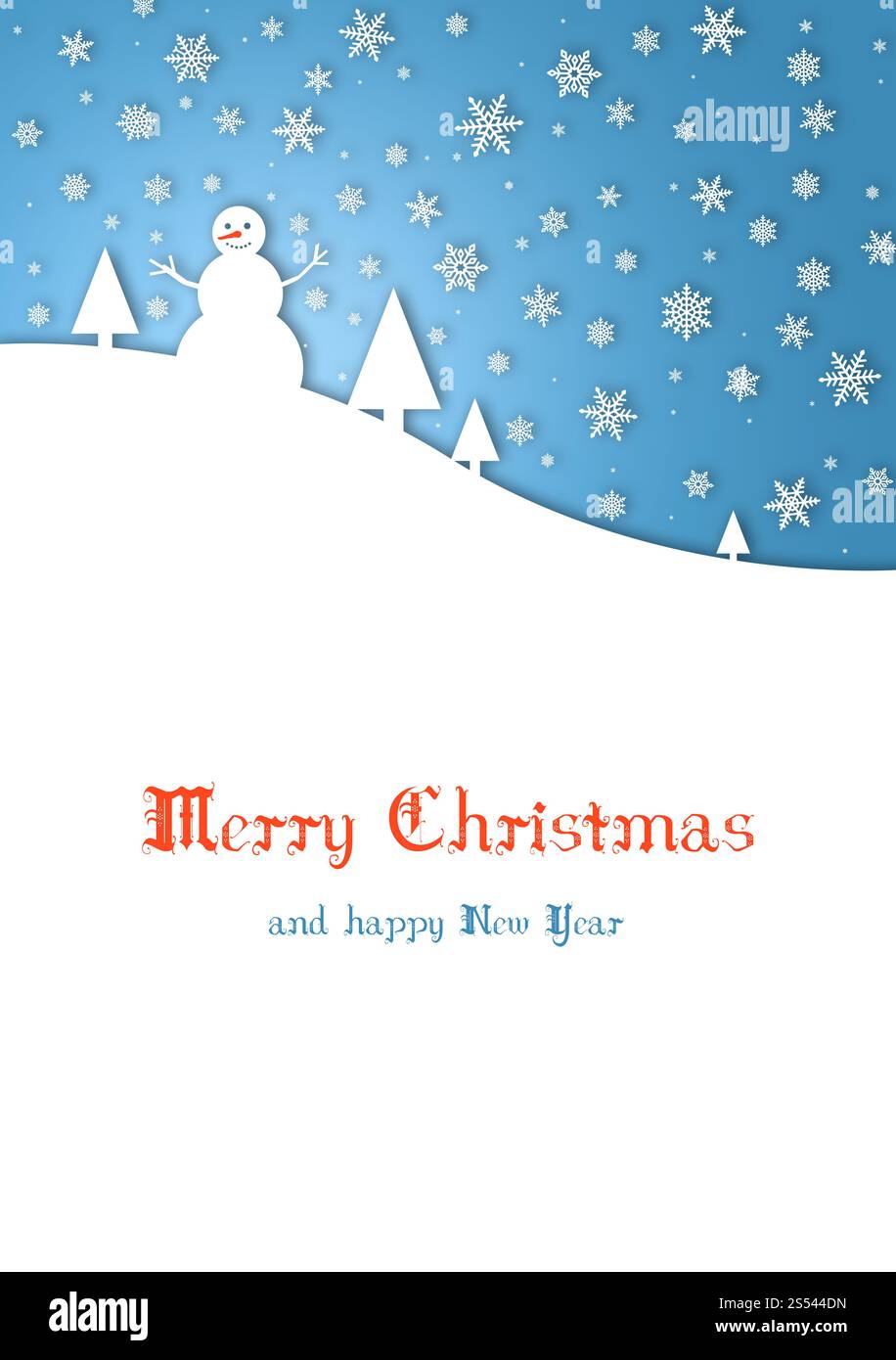 Merry Christmas colored child card with a snowman. Merry Christmas ...