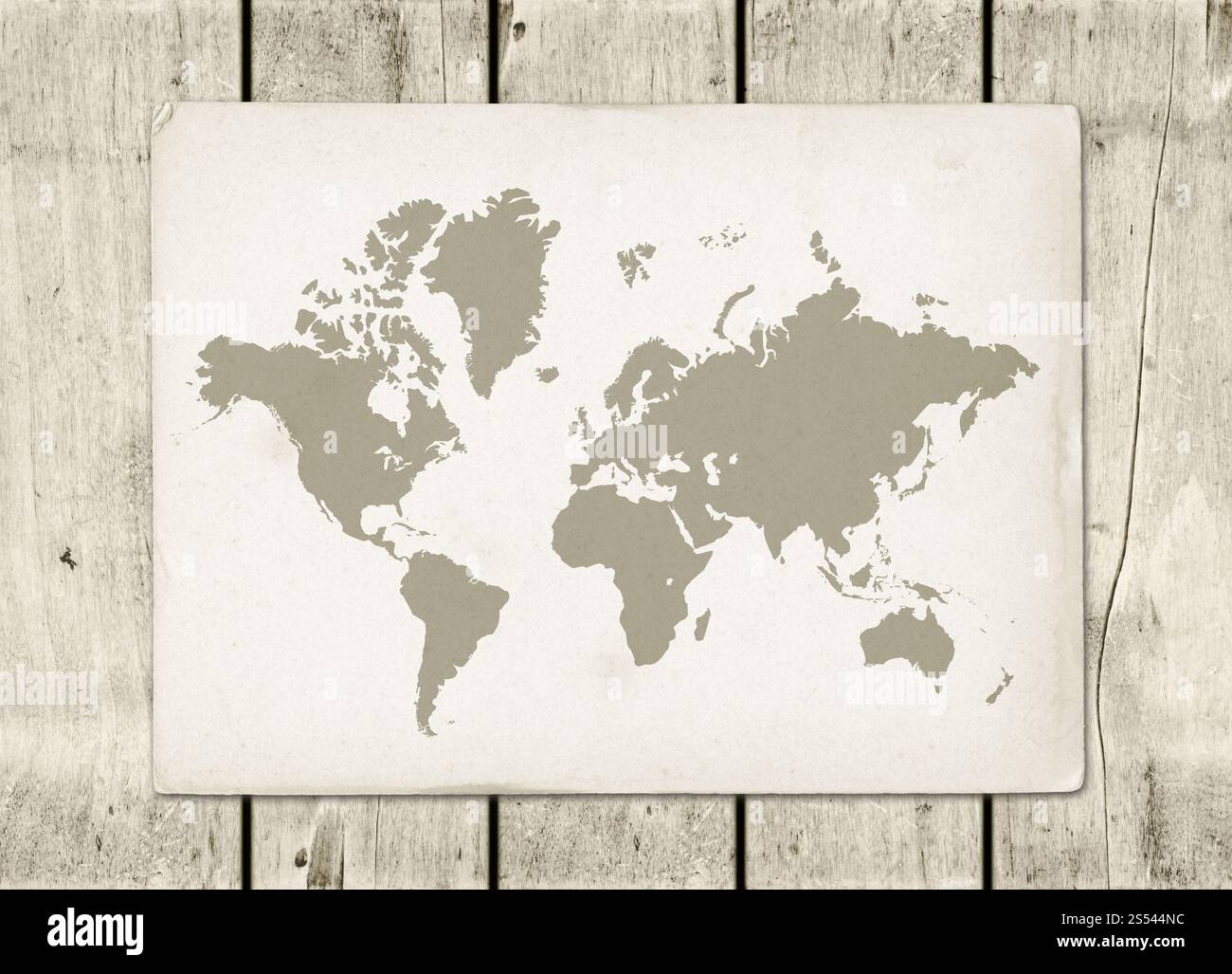 Antique vintage world map parchment on a wooden wall. Vintage world map ...