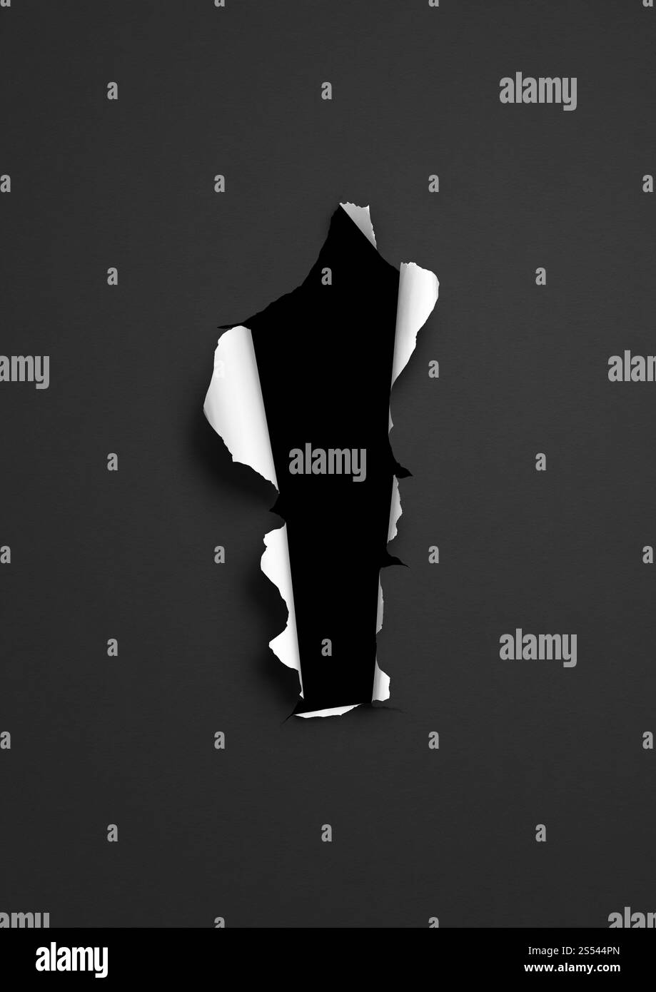 Black torn paper with dark hole. blank background template. Black torn ...