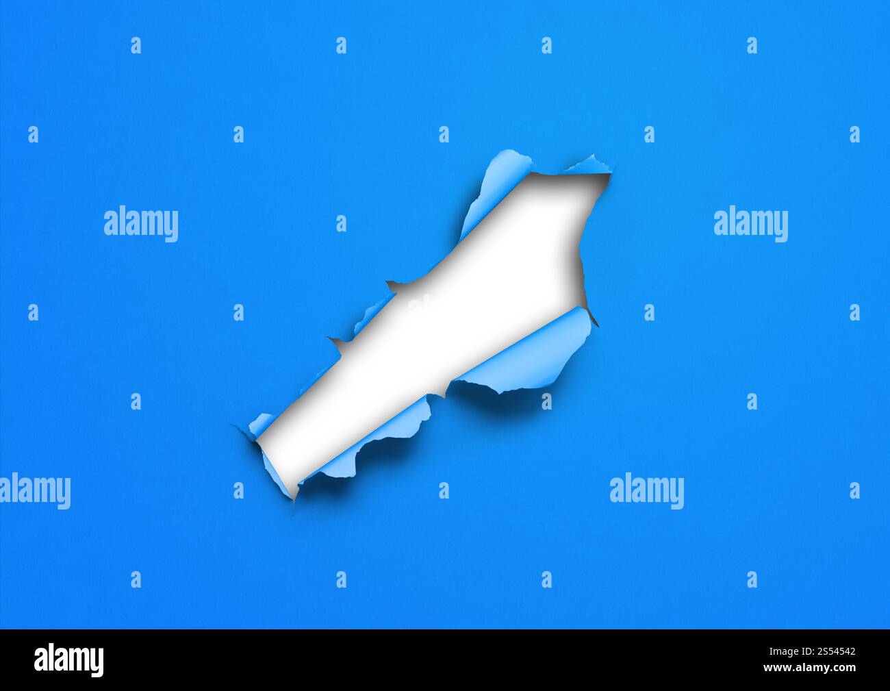 Blue torn paper with hole. blank background template. Blue torn paper ...