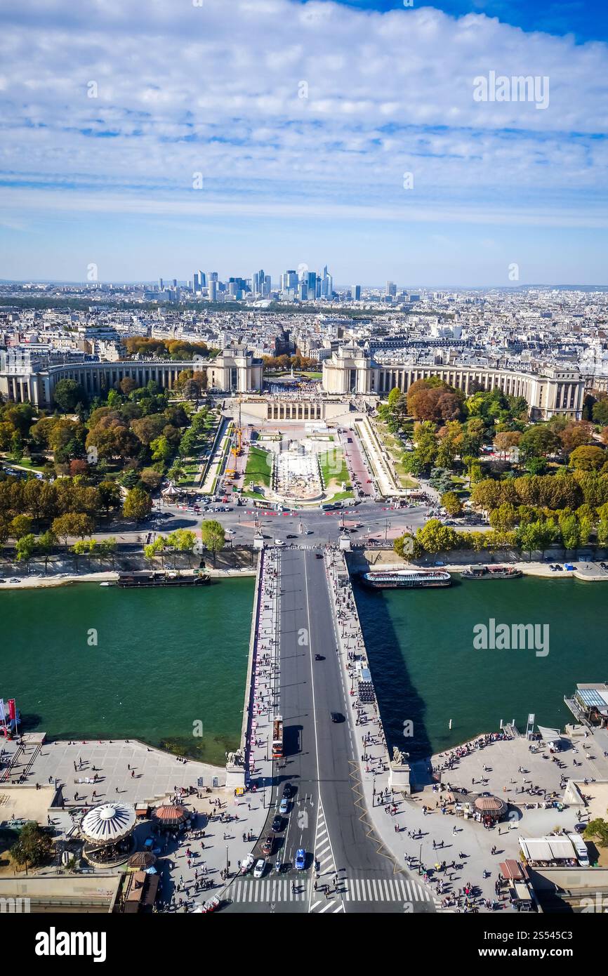 Aerial city view from Eiffel Tower, Paris, France. Aerial city view of ...
