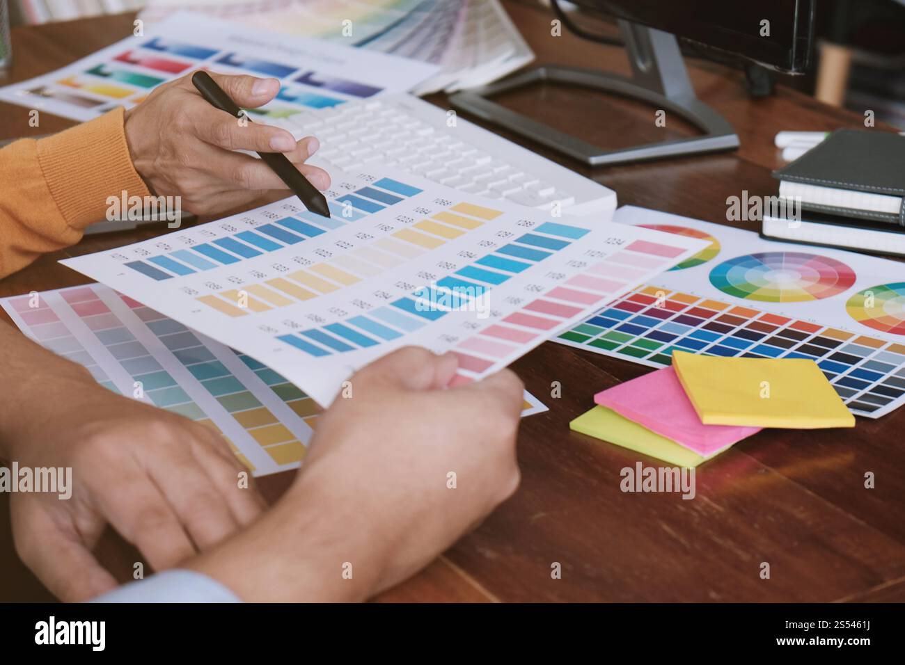 Graphic designer working on digital tablet. artist drawing on graphic ...