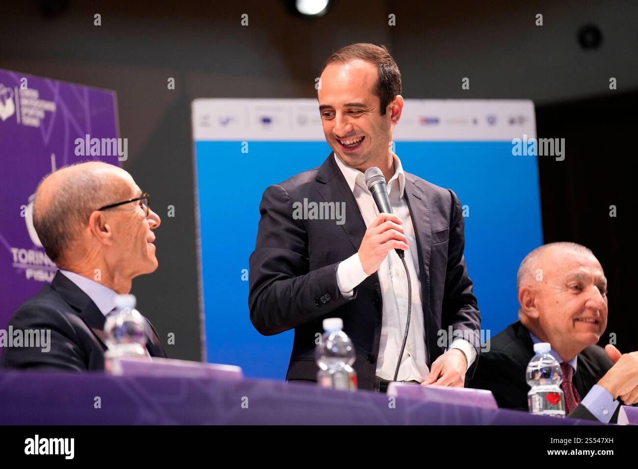 (L-R) Leonz Eder/FISU President, Alessandro Ciro Sciretti/Organising ...