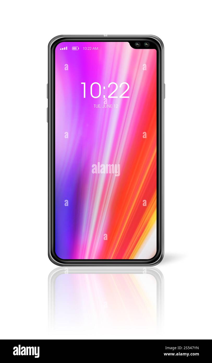 All-screen colorful blank smartphone mockup isolated on white with ...