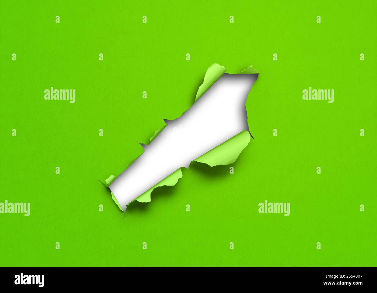 Green torn paper with hole. blank background template. Green torn paper ...