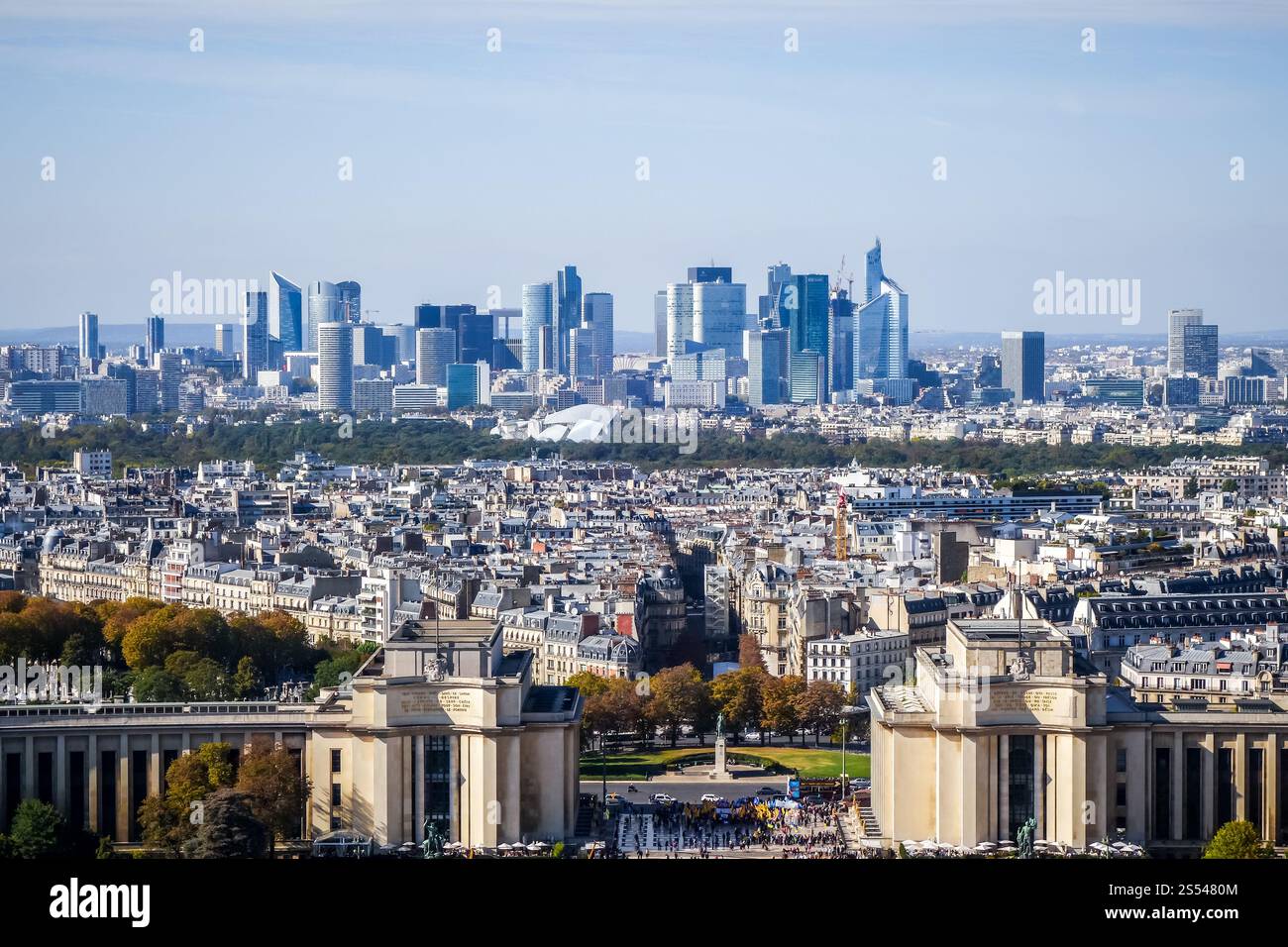 Aerial city view from Eiffel Tower, Paris, France. Aerial city view of ...