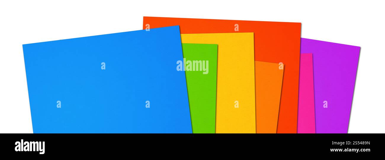 Colorful rainbow Blank A4 paper sheet banner isolated on white ...