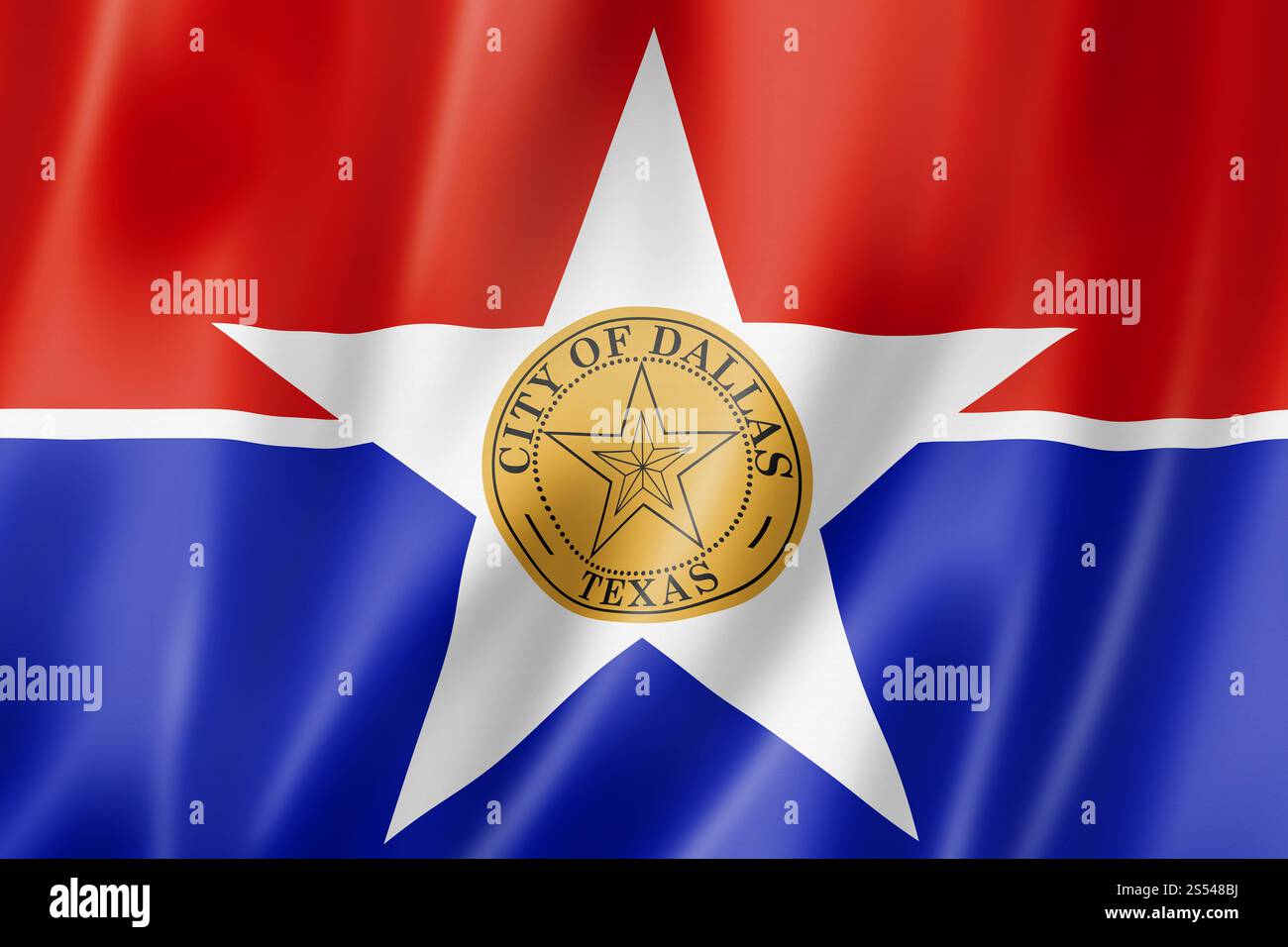 Dallas city flag, Texas. United states waving banner collection. 3D ...