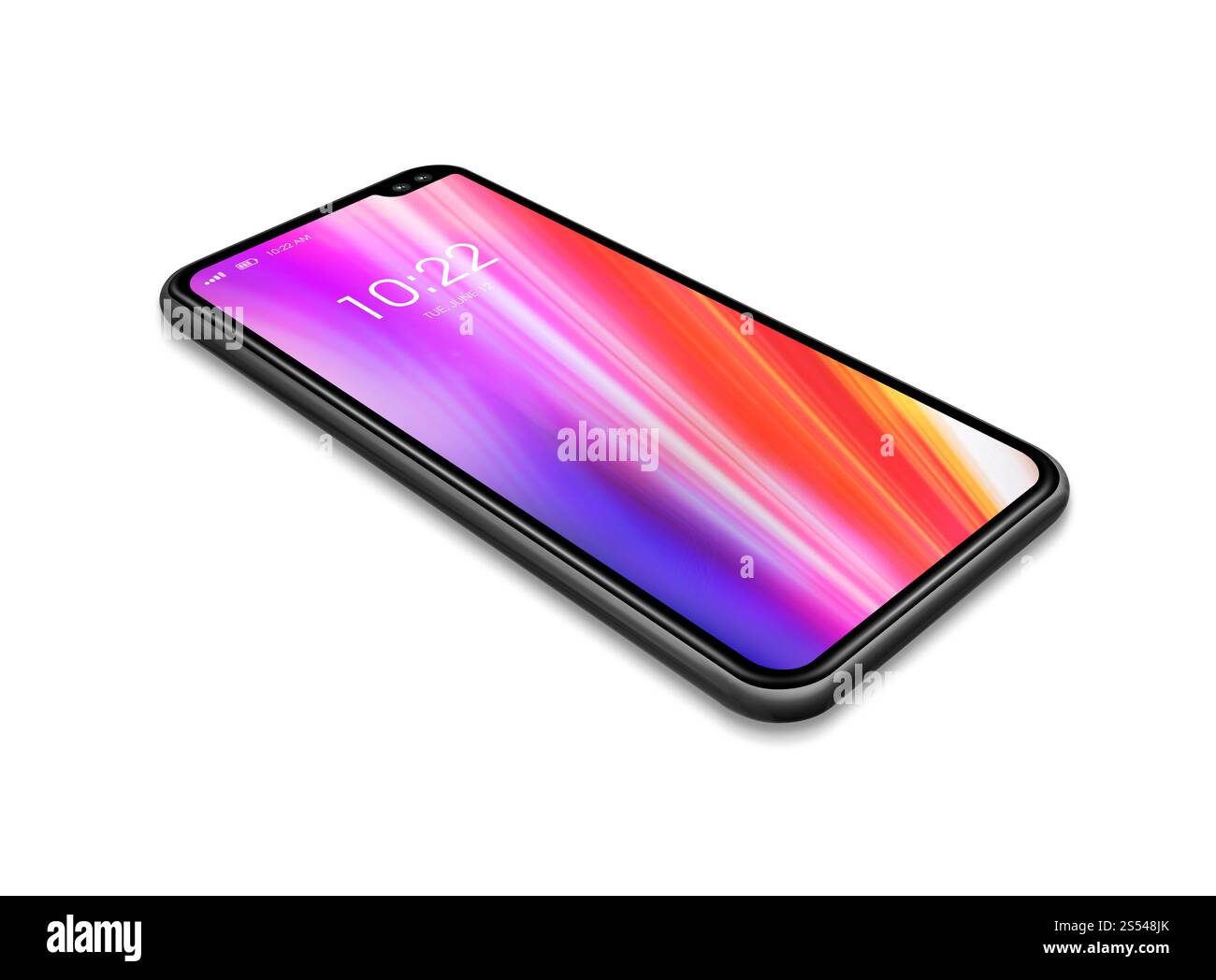 All-screen colorful blank smartphone mockup isolated on white with ...