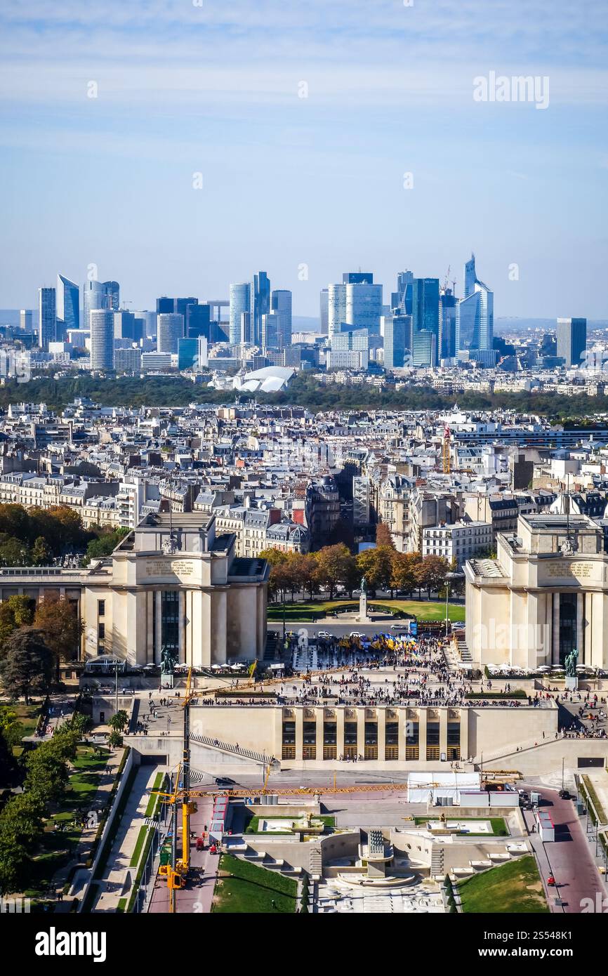 Aerial city view from Eiffel Tower, Paris, France. Aerial city view of Paris from Eiffel Tower ...