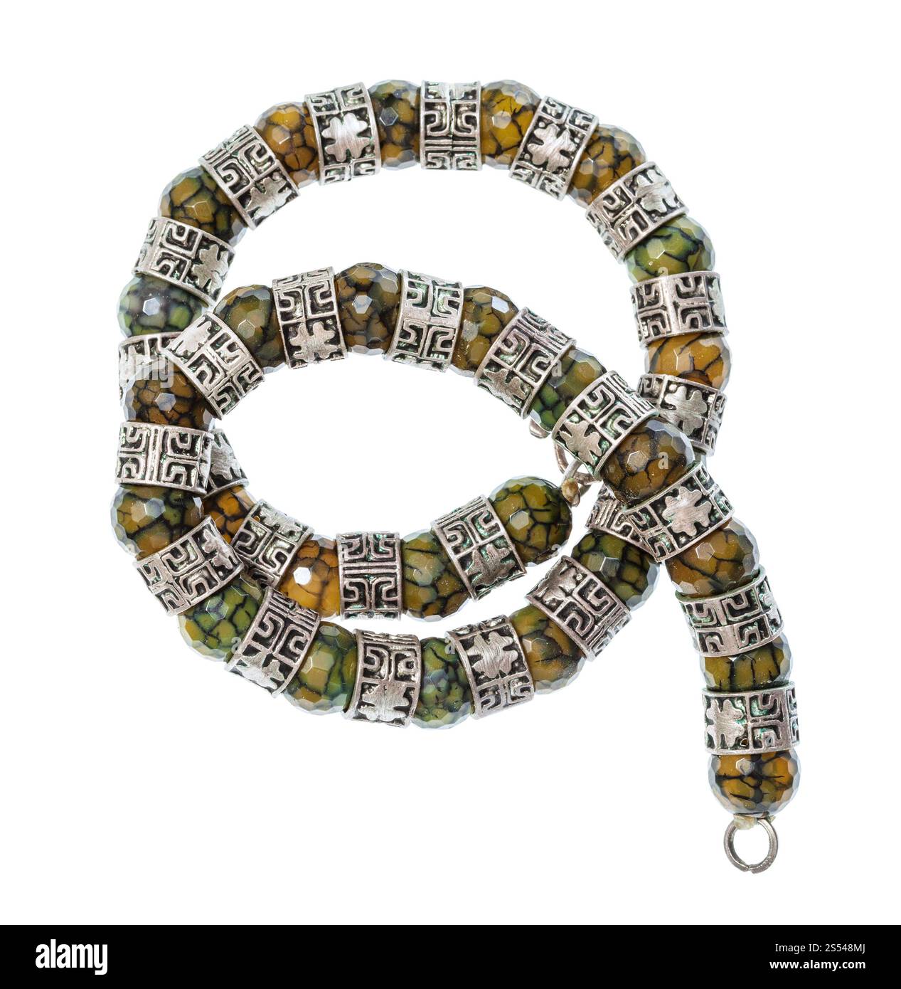 top view of antique arabic coiled necklace from faceted Jadeite gems ...