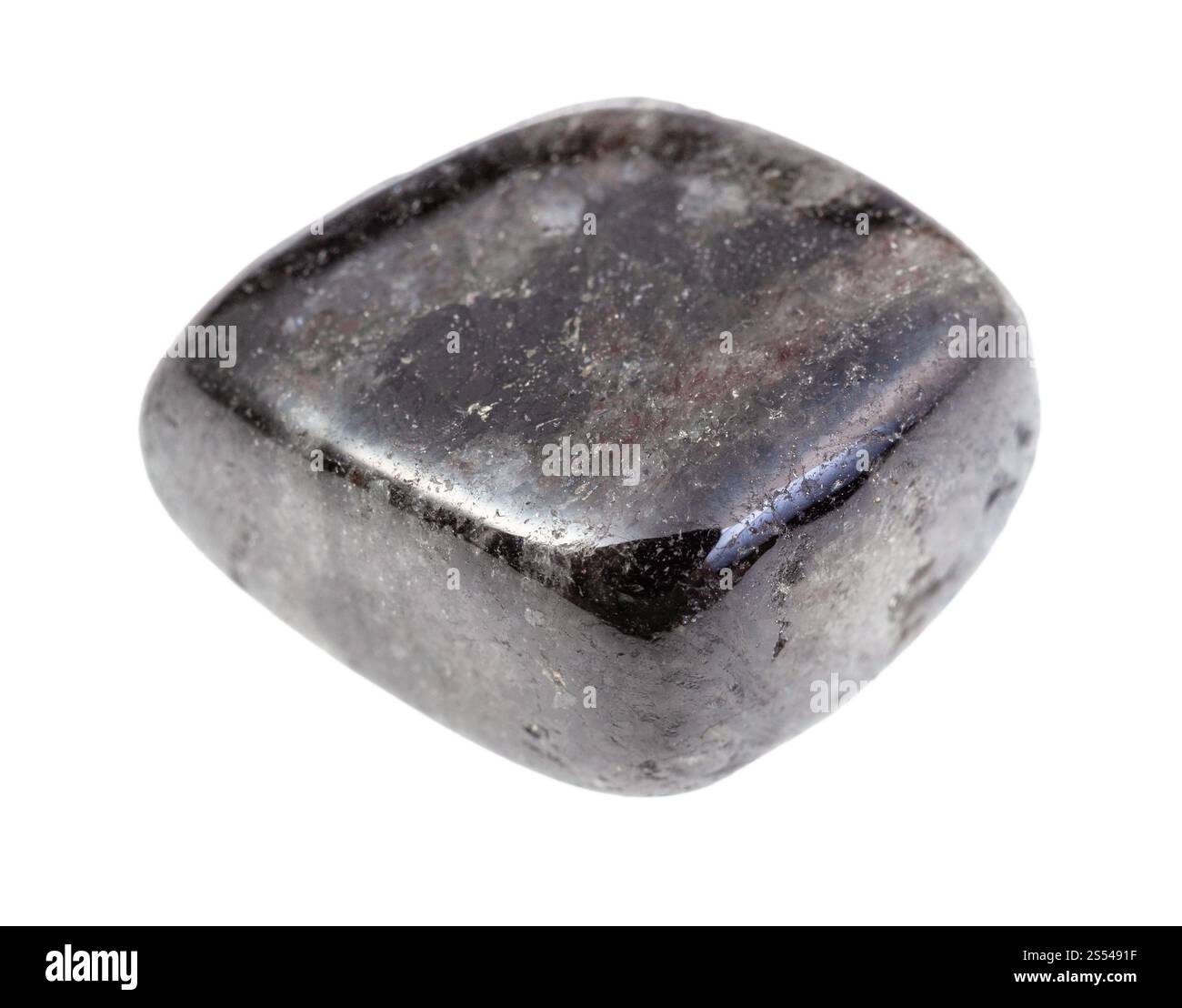 closeup of sample of natural mineral from geological collection - polished Anthophyllite rock ...