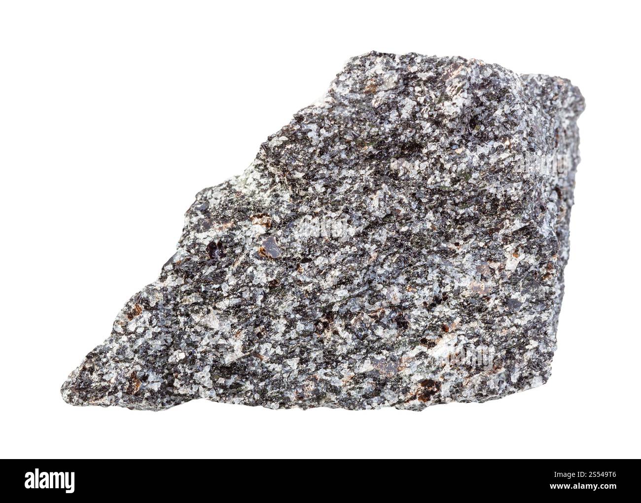 closeup of sample of natural mineral from geological collection - unpolished Nepheline syenite ...