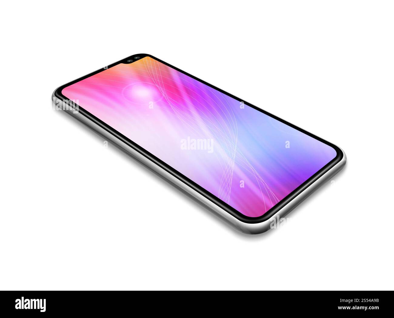 All-screen digital colorful blank smartphone mockup isolated on white ...
