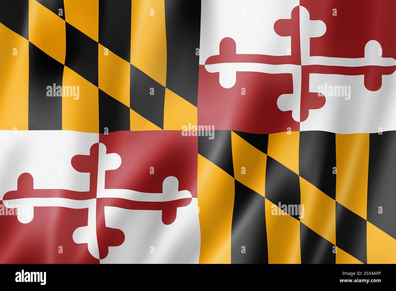 Maryland flag, united states waving banner collection. 3D illustration ...