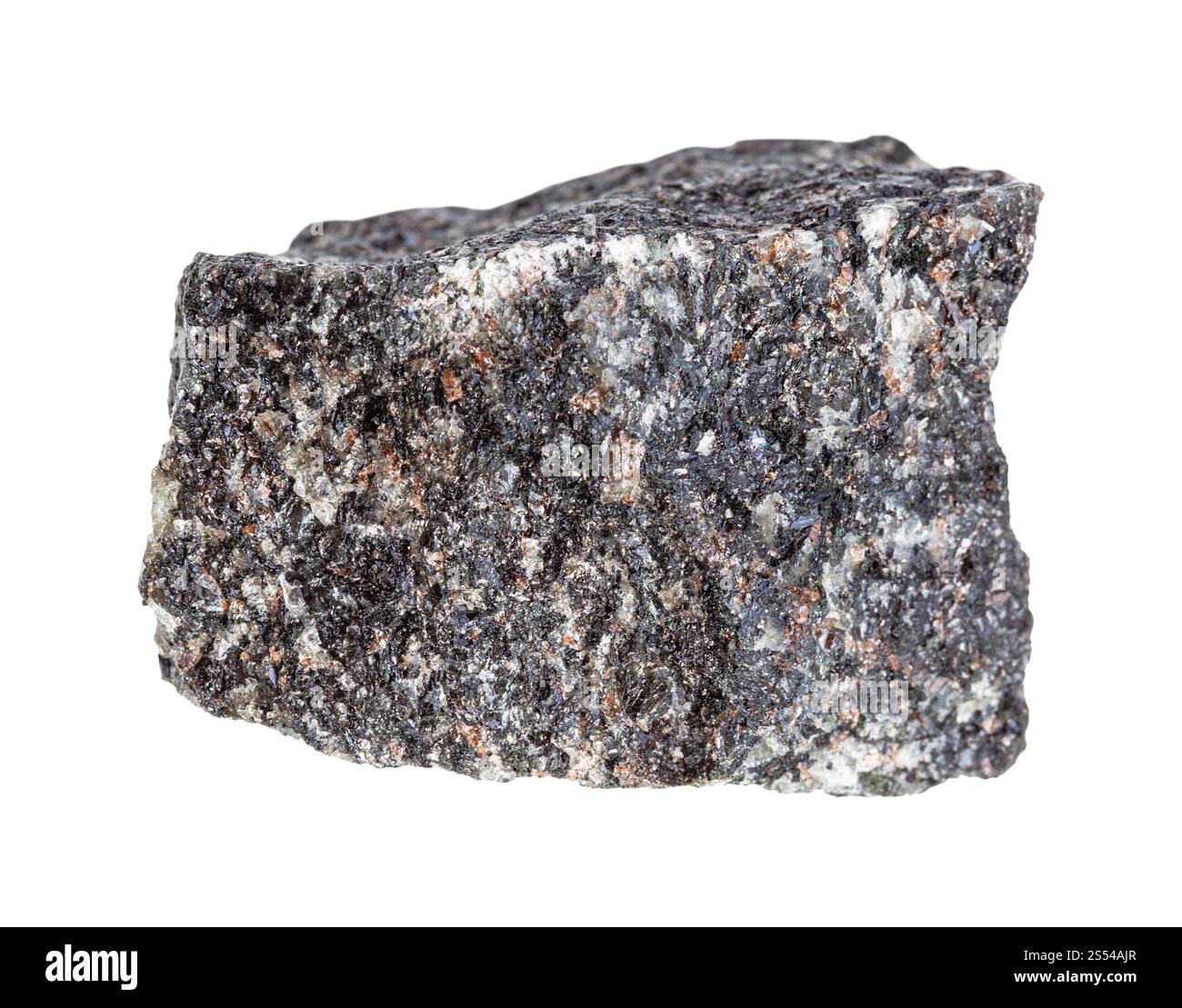 closeup of sample of natural mineral from geological collection - raw nepheline syenite rock ...