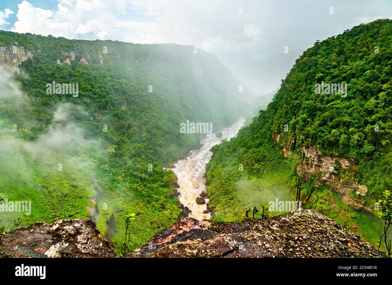 The Potaro river valley under Kaieteur Falls in the Amazon rainforest ...