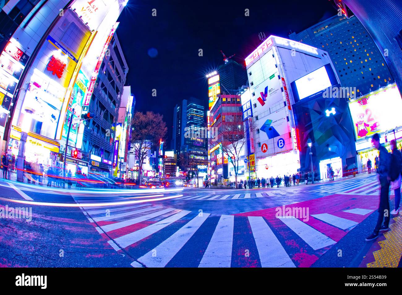 Night crossing at the neon town in Shibuya Tokyo Stock Photo - Alamy