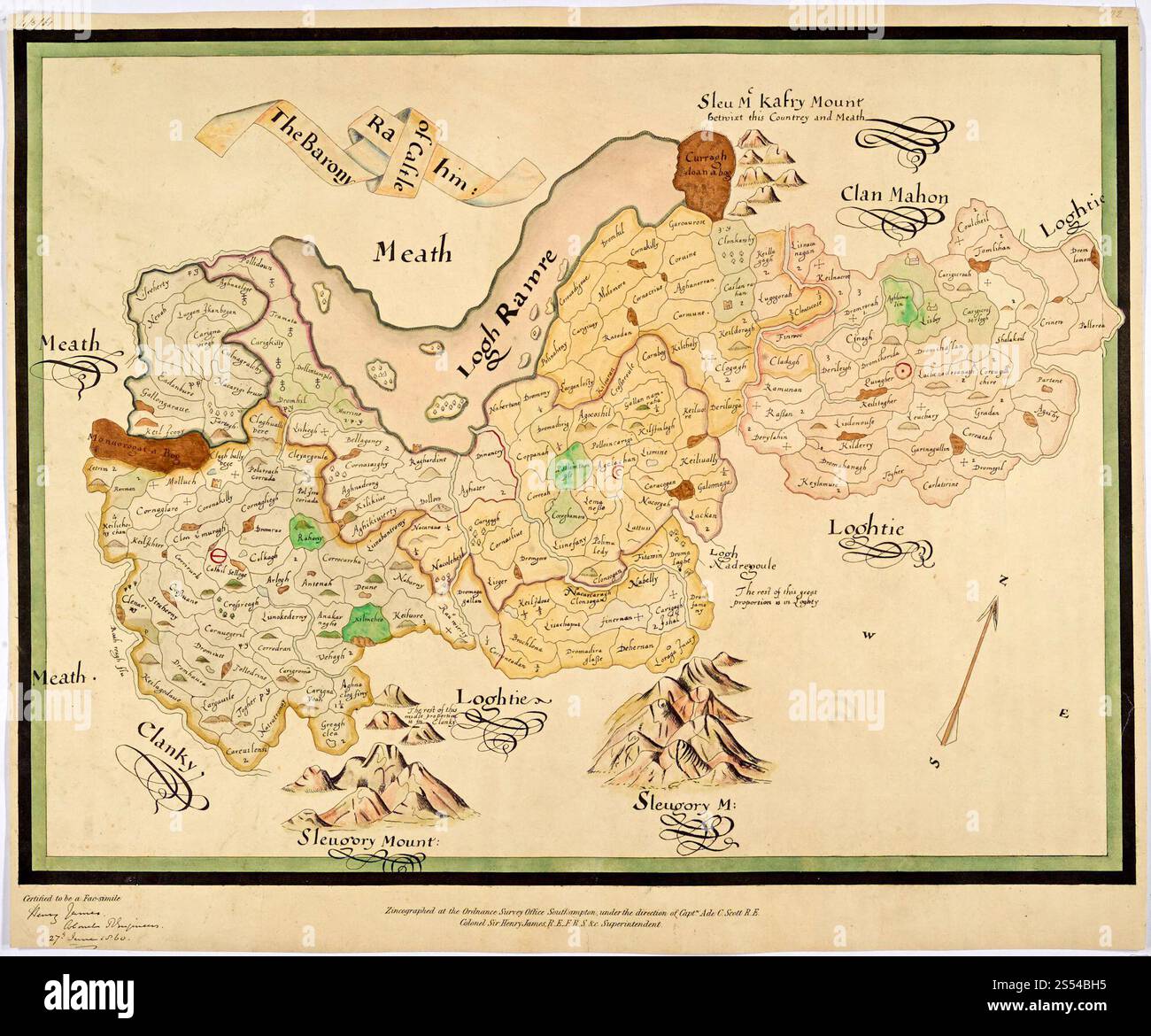 Barony Maps c.1609 - Barony of Castle Rahin. Map 17th Century depicting ...