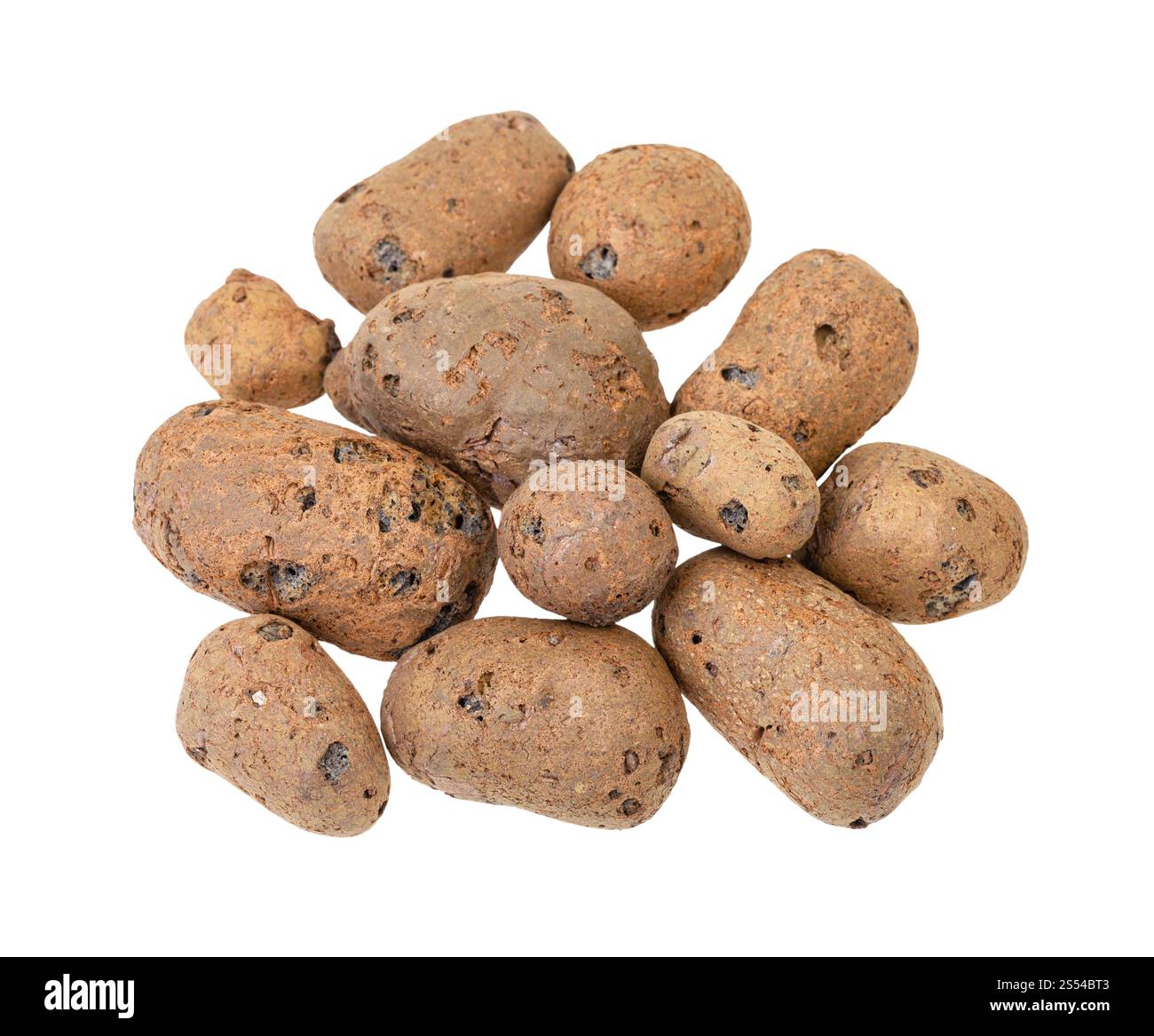 top view of pile of Lightweight expanded clay aggregate isolated on ...