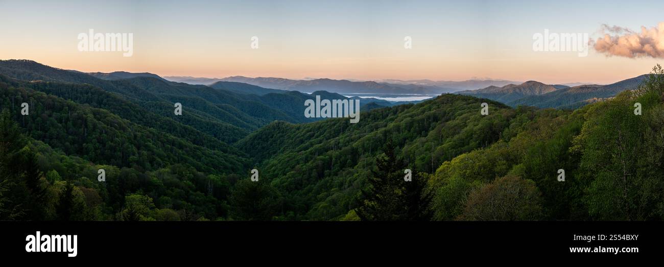 Panorama of Sunrise from Newfound Gap in the Smokies in Early Summer ...