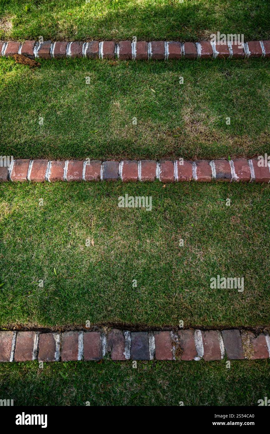 Rows Of Brick Create Terrace Steps In Grass from above Stock Photo - Alamy