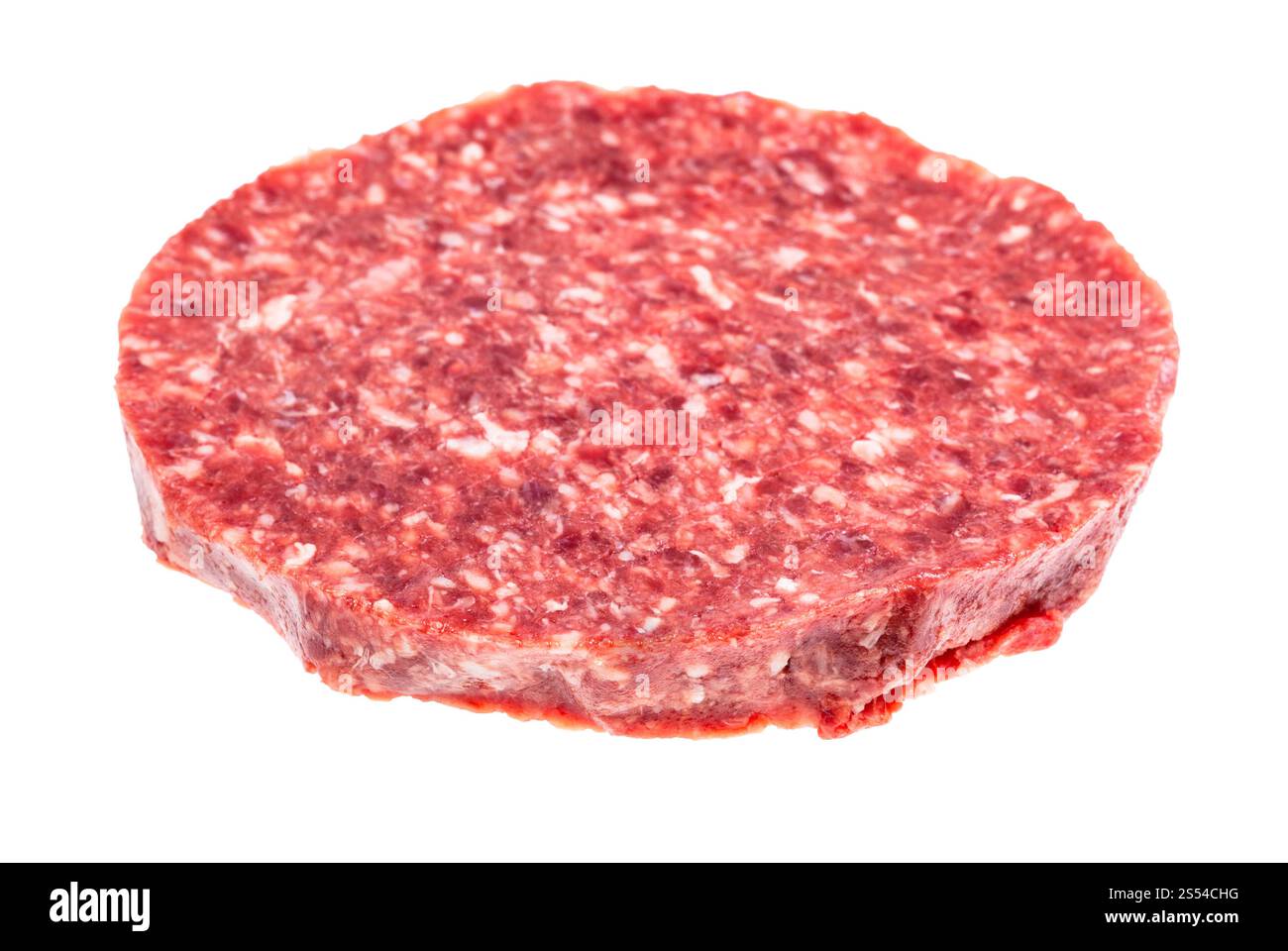 raw chopped beefsteak from minced meat isolated on white. raw chopped ...
