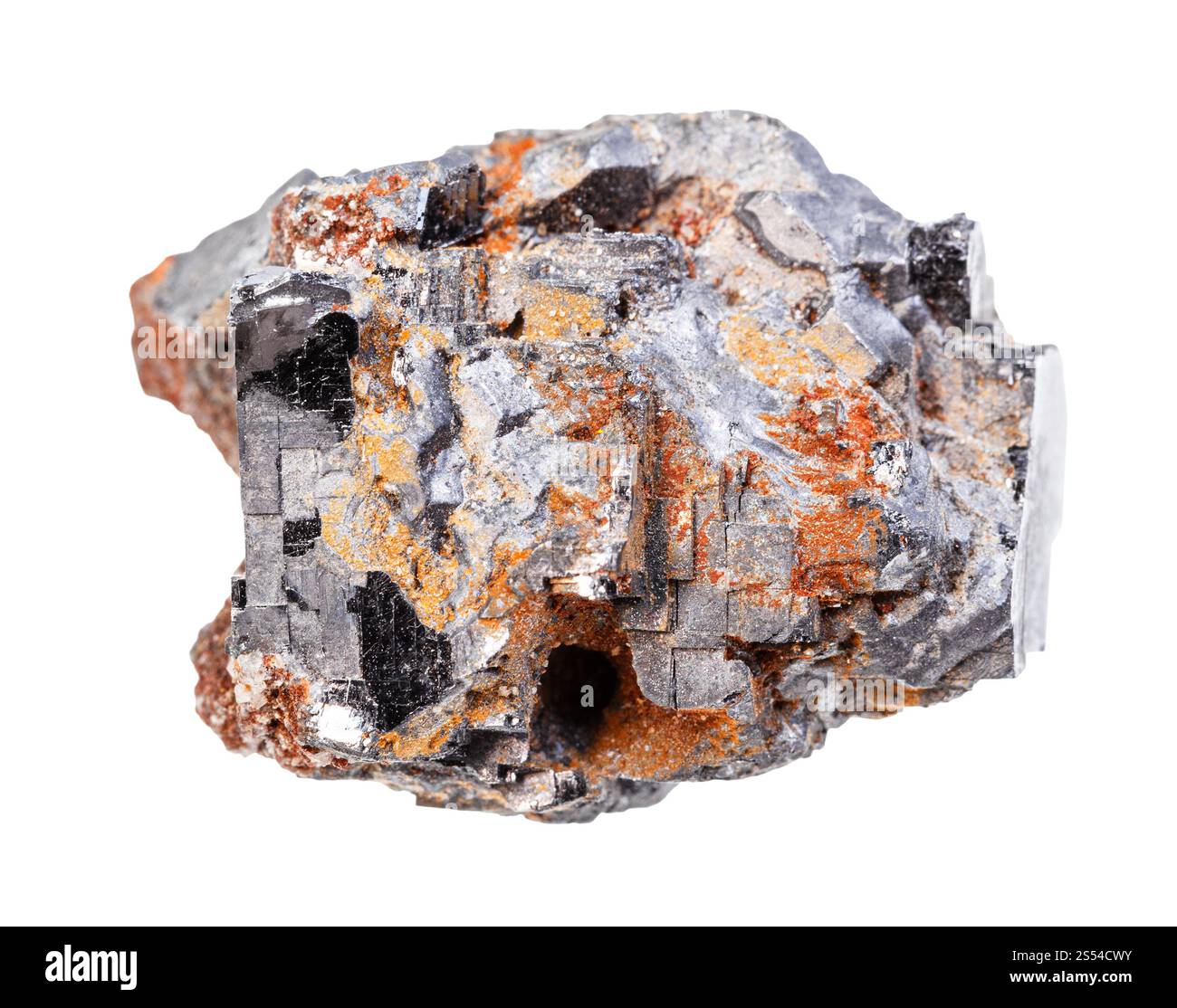 closeup of sample of natural mineral from geological collection - rough ...